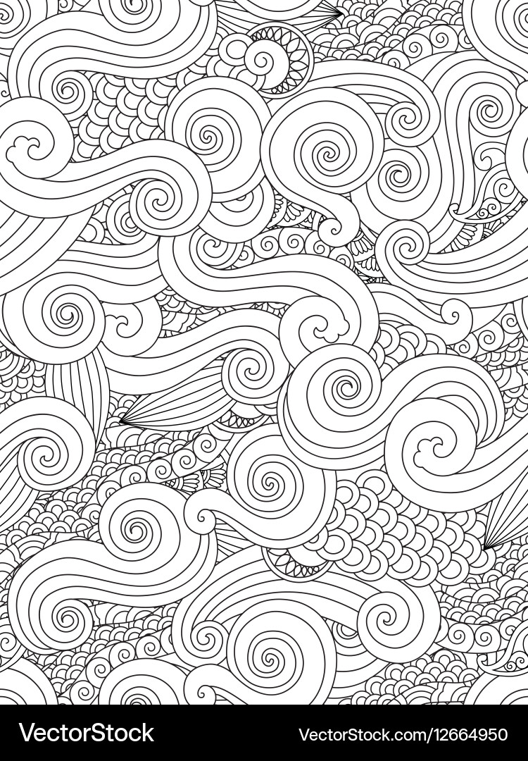 Abstract hand drawn outline wave curl seamless Vector Image