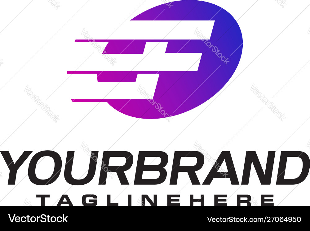 Abstract letter f logo with fast speed lines Vector Image