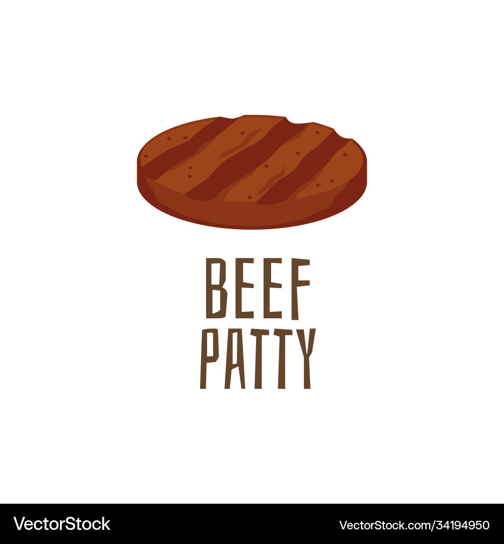 Beef patty ingredient for burger flat cartoon Vector Image