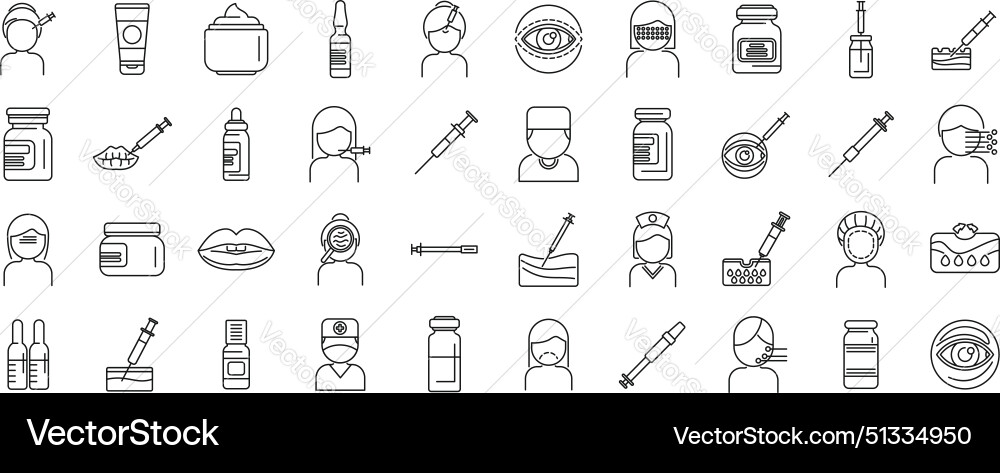 Botox outline icons a collection Royalty Free Vector Image