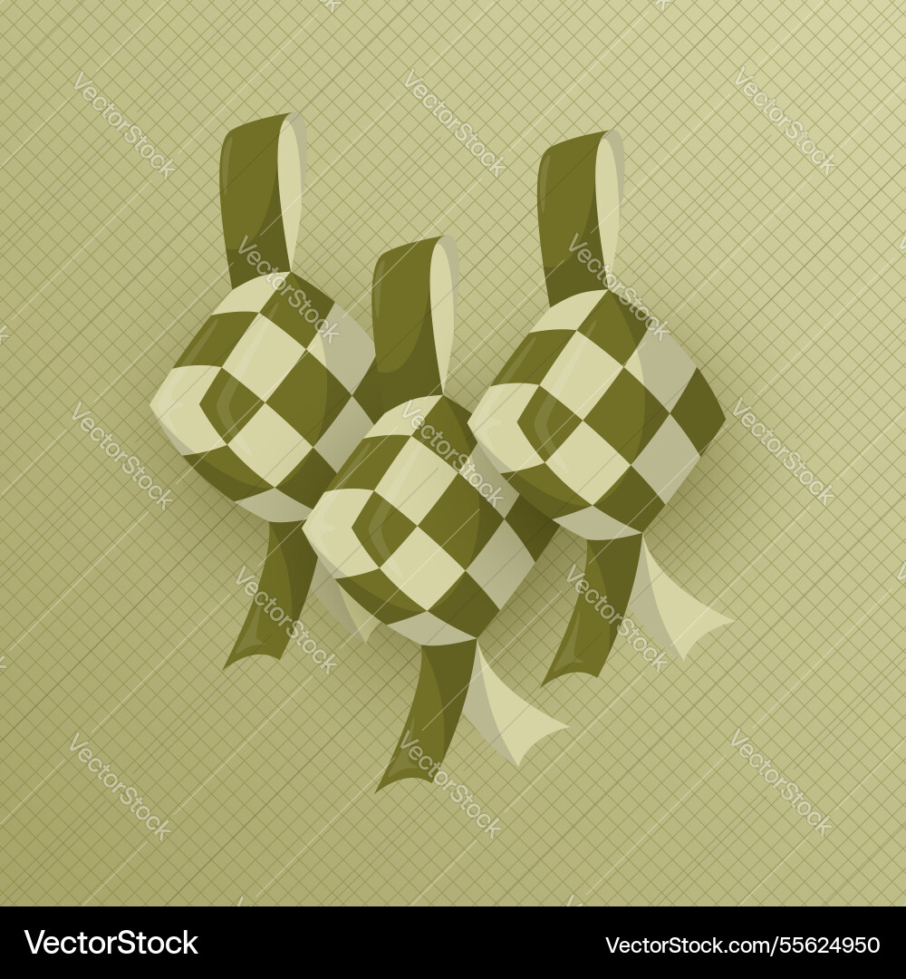 Flat Ketupat: Hari Raya Celebration Royalty Free Vector