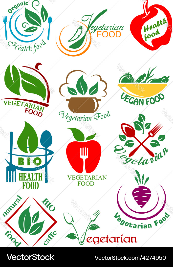 Healthy Vegetarian Food Elements Royalty Free Vector Image