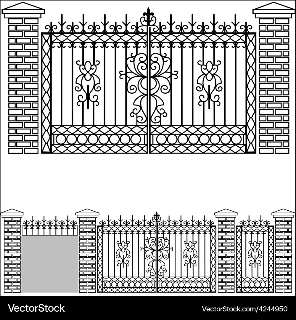 Iron gate doors and fences Royalty Free Vector Image
