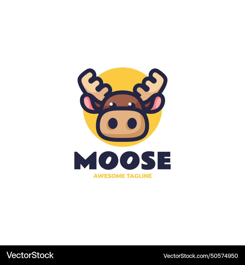 Logo moose simple mascot style Royalty Free Vector Image