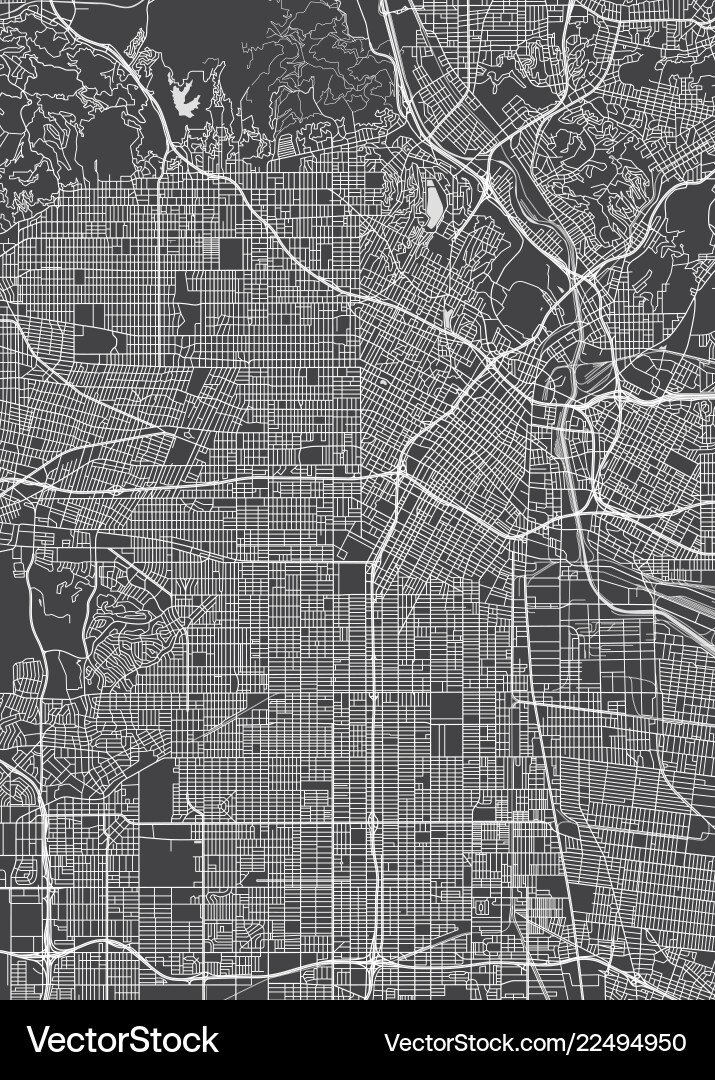 Los Engels Stadtplan detaillierte Karte Lizenzfreier Vektor