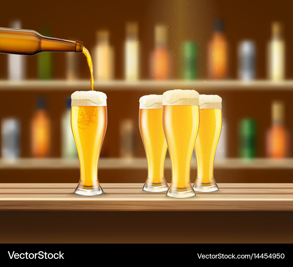 Realistic beer Royalty Free Vector Image - VectorStock