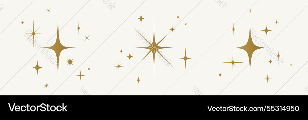 Stars set sparkle icons collection star Royalty Free Vector