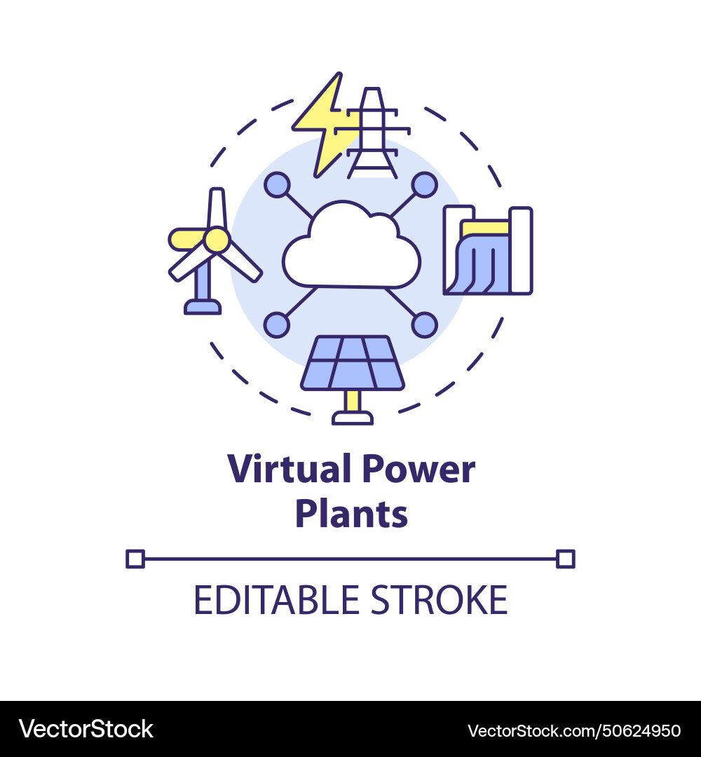 Virtual power plants multi color concept icon Vector Image