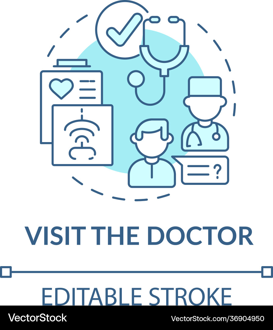 Visit doctor blue concept icon Royalty Free Vector Image