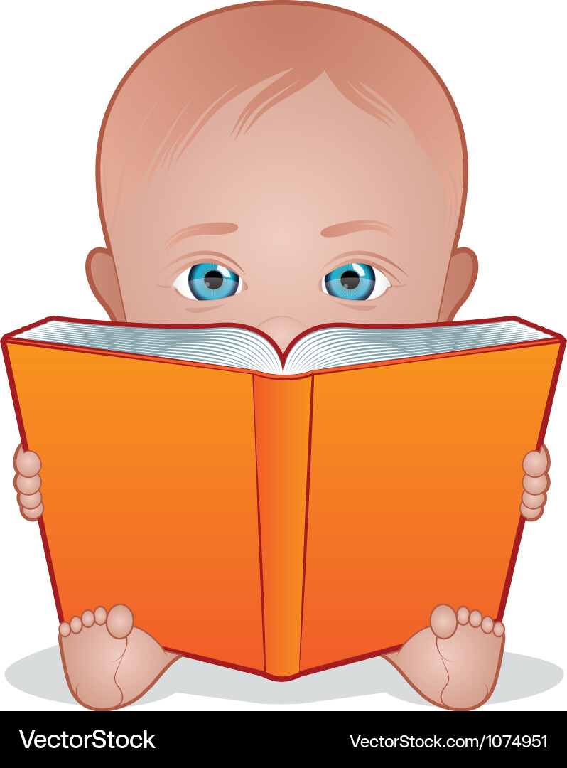 Baby reading Royalty Free Vector Image - VectorStock