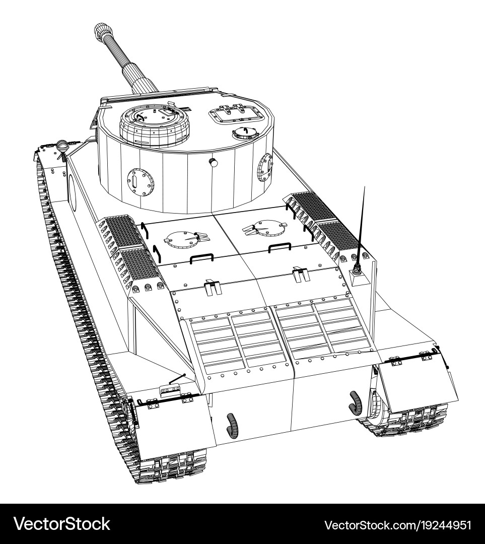 Blueprint of realistic tank Royalty Free Vector Image