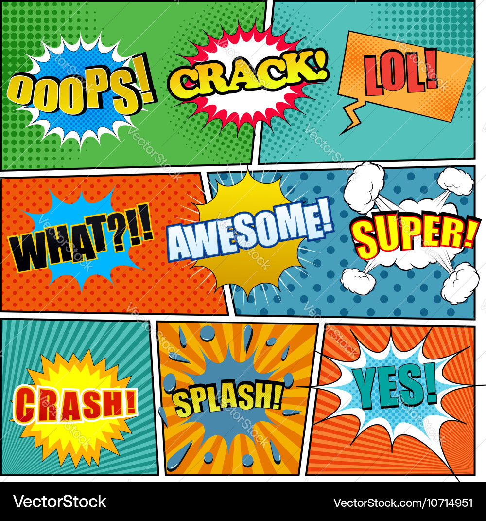 Comic book page template with expressions Vector Image