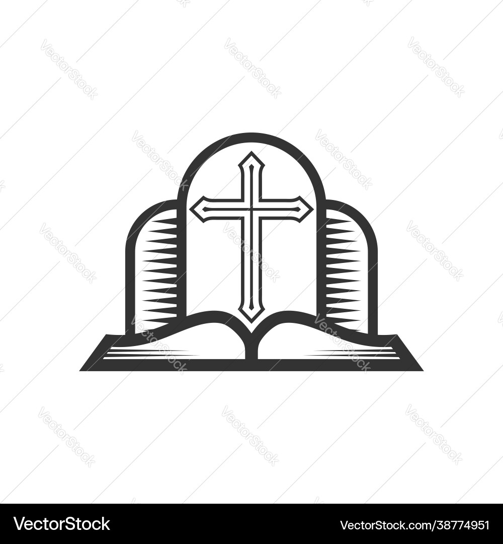 Cross lord jesus christ and open bible Royalty Free Vector