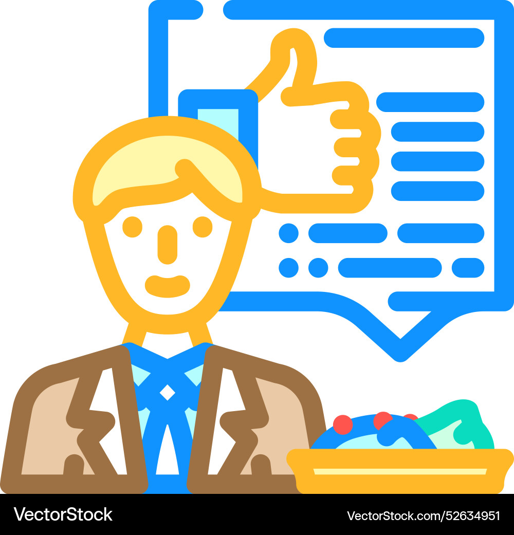 Food critic restaurant chef color icon Royalty Free Vector