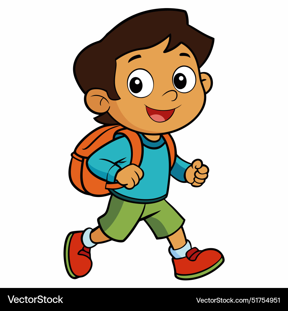 Kid go to school cartoon icon Royalty Free Vector Image