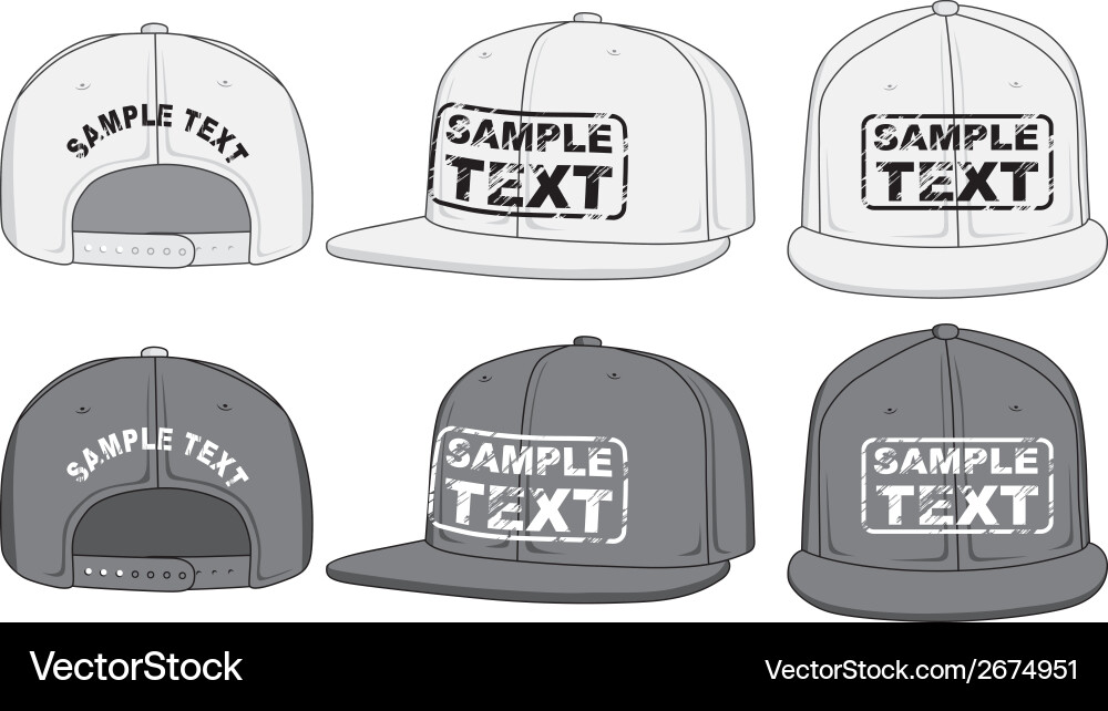 Rap Cap vorne hinten und Seitenansicht Royalty Free Vector Image