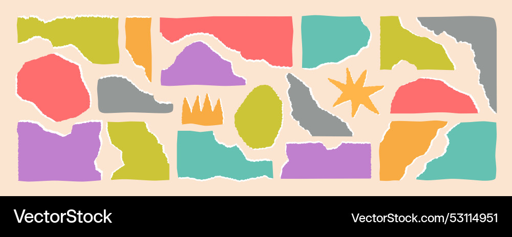 Torn colored paper sheets with jagged edges Vector Image