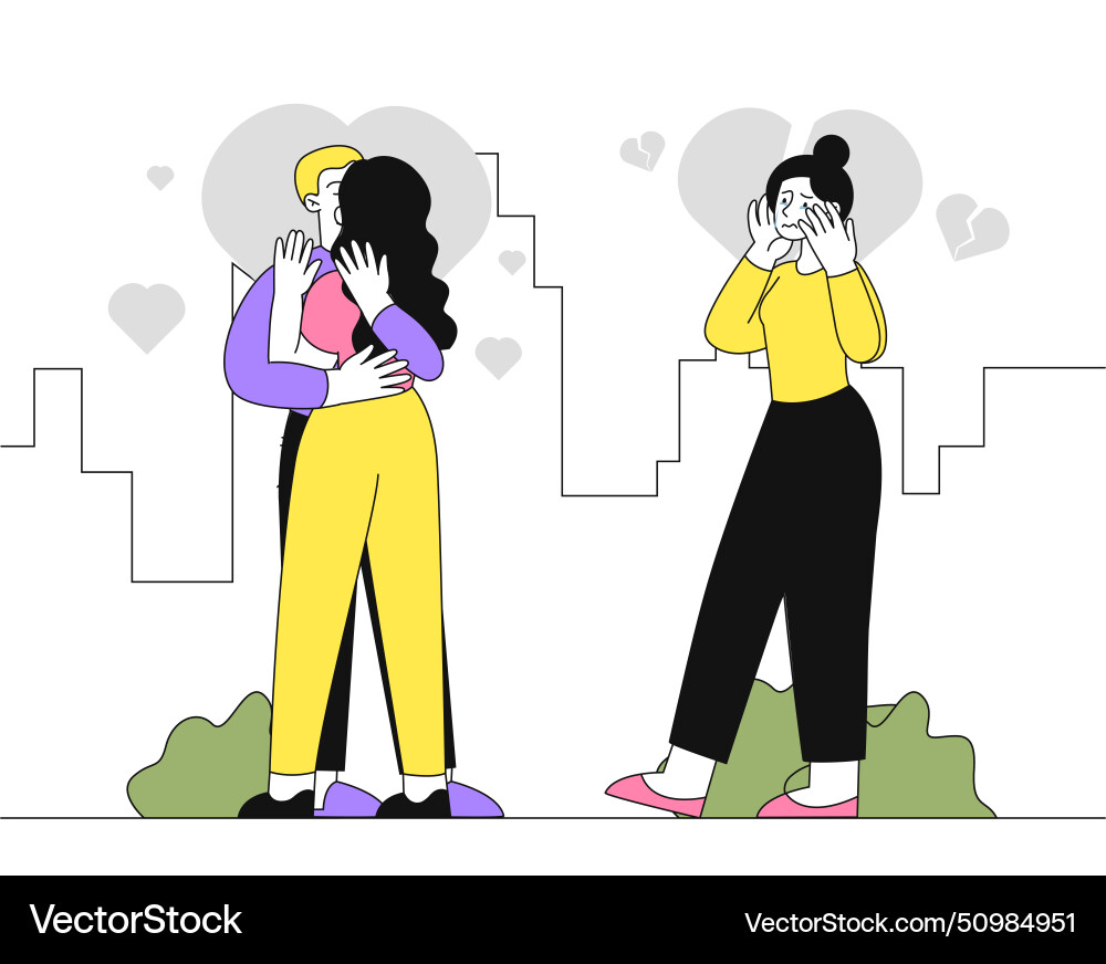 Woman with treason linear Royalty Free Vector Image