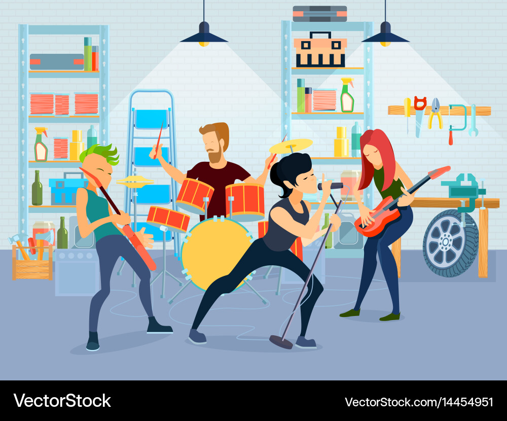 Young musicians composition Royalty Free Vector Image