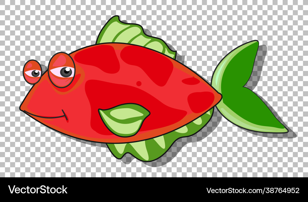A fish cartoon character isolated on transparent Vector Image
