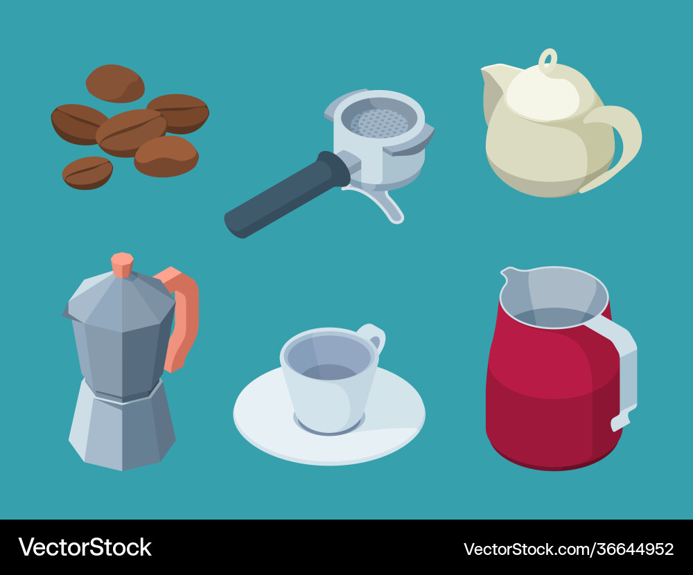 Coffee items barista professional equipment Vector Image