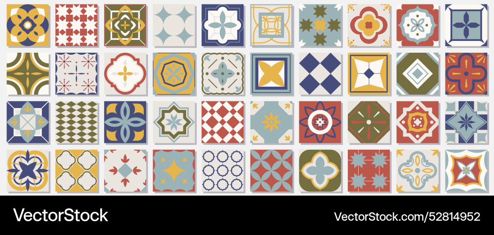Collection of seamless geometric mosaic patterns Vector Image