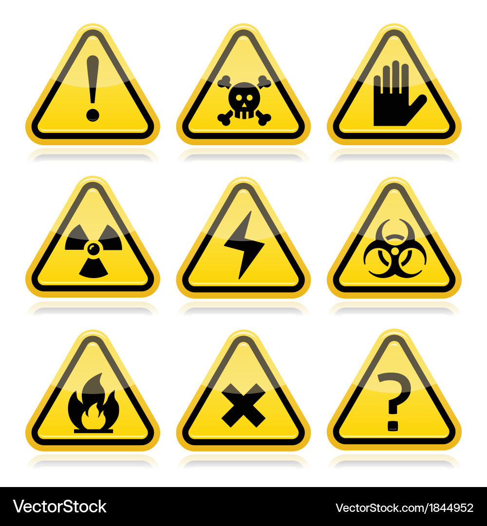Danger risk warning modern traingle signs set Vector Image