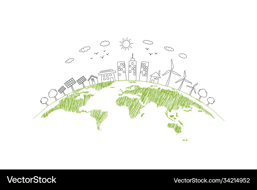 Earth ecology hand draw-1 Royalty Free Vector Image