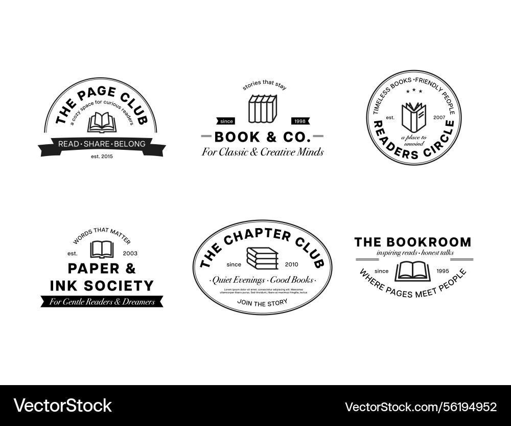 Engaging book club logos showcasing community Vector Image