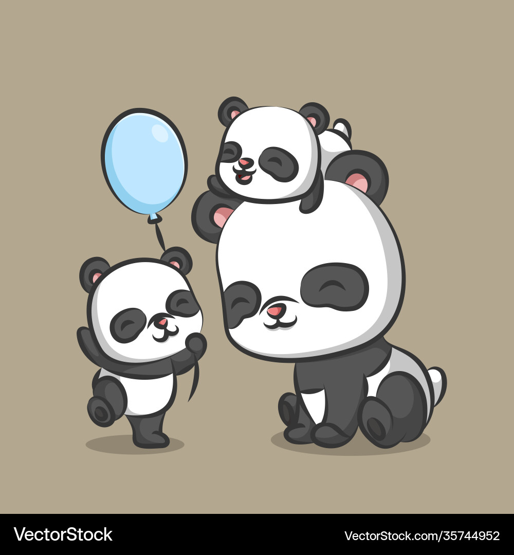 Family panda is playing together Royalty Free Vector Image