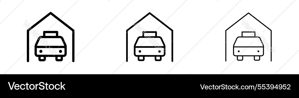 Garage car icons in three different stroke lines Vector Image