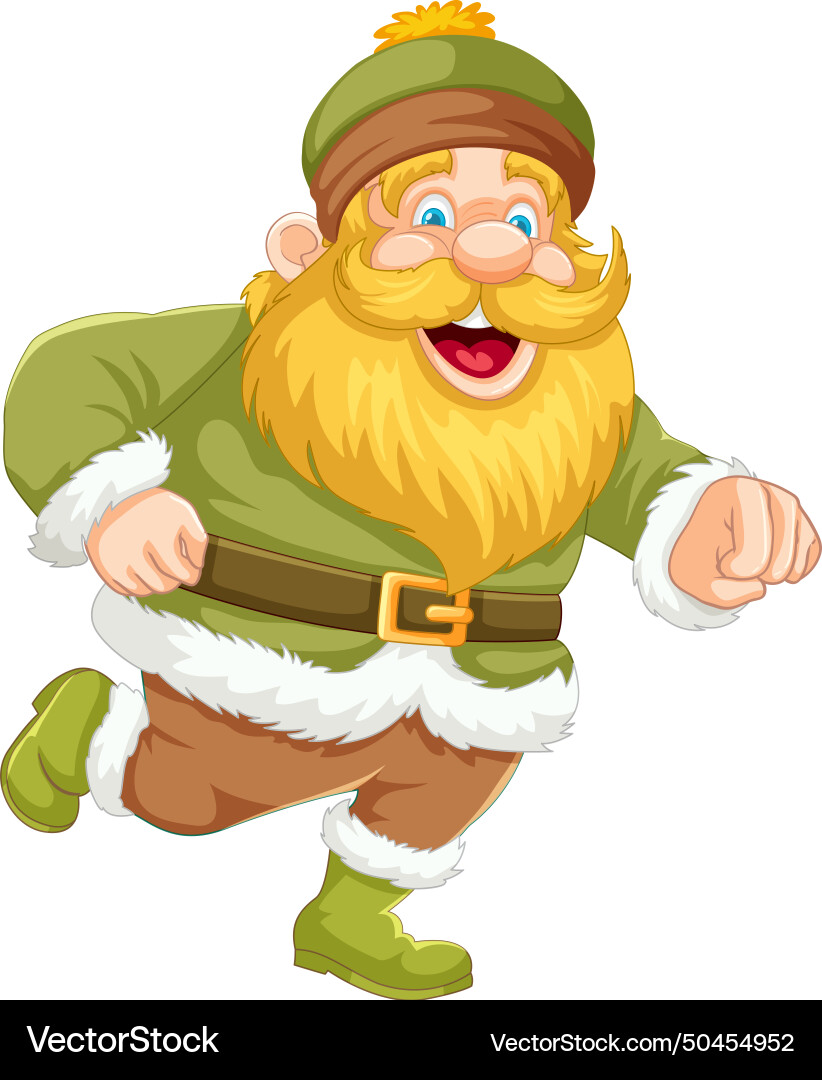 Happy gnome character running with a smile Vector Image