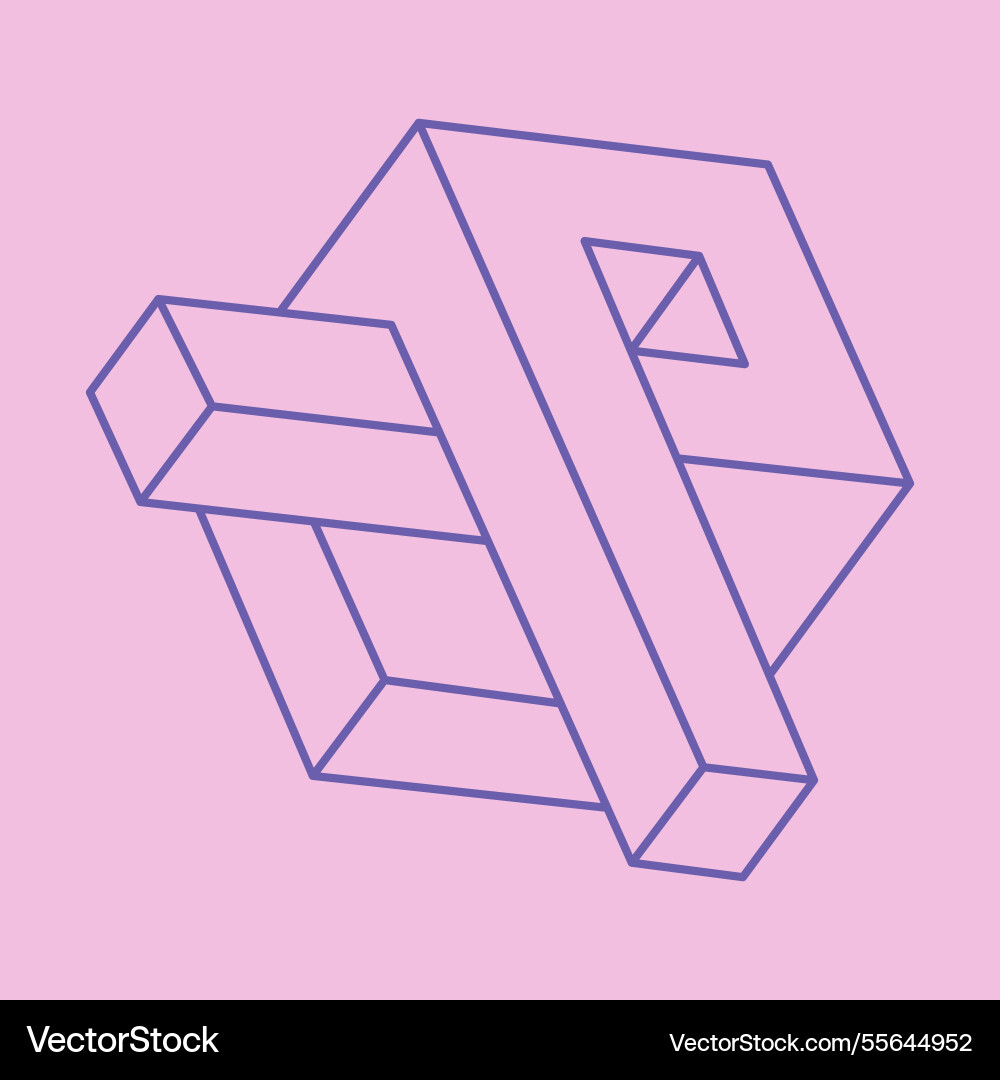 Impossible optical illusion shapes logo Royalty Free Vector