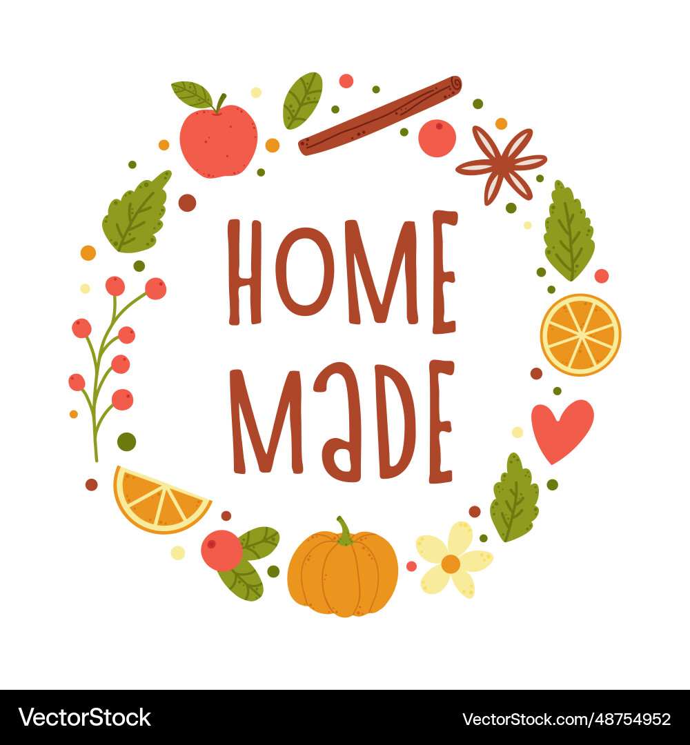 Lettering homemade surrounded by spices Royalty Free Vector