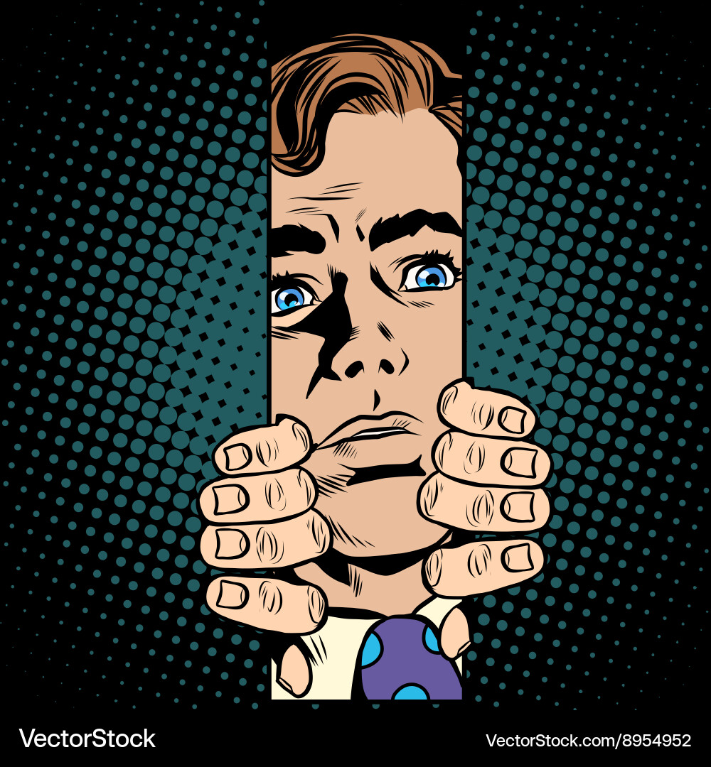 Man opens elevator doors Royalty Free Vector Image