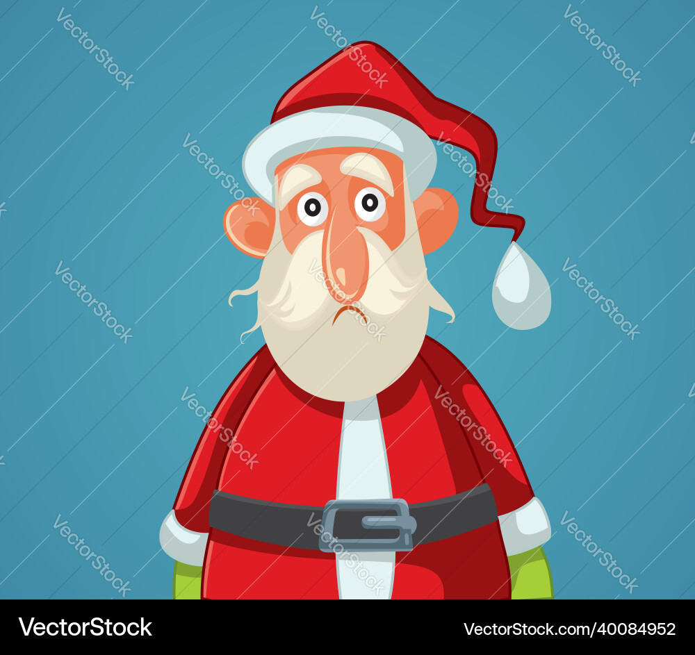 Sad depressed santa claus cartoon Royalty Free Vector Image