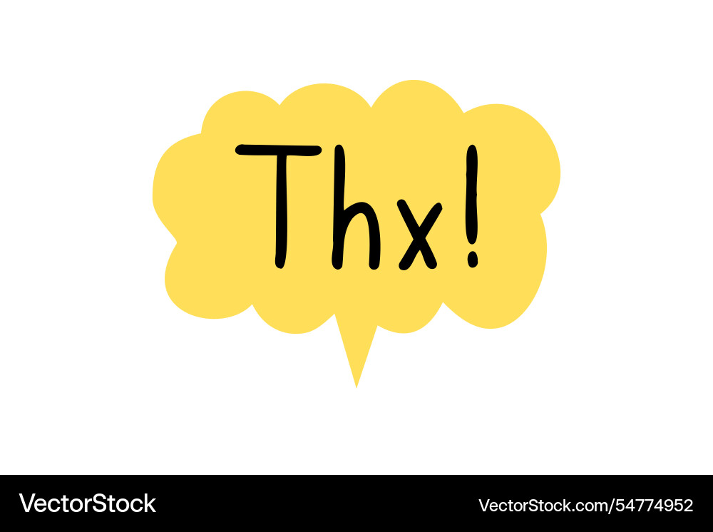 Thx speech bubble yellow bright icon thank you Vector Image