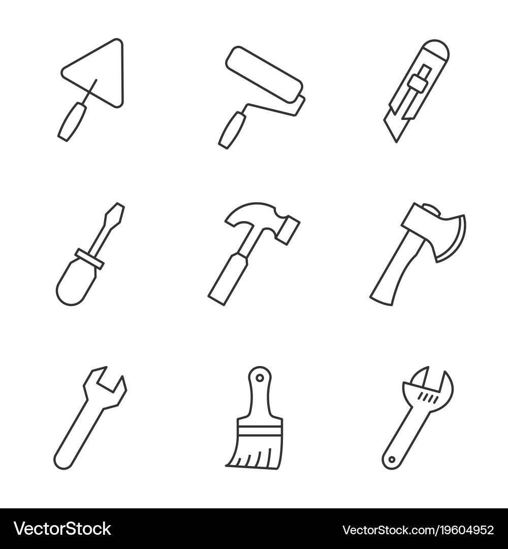 Tools outline icons Royalty Free Vector Image - VectorStock