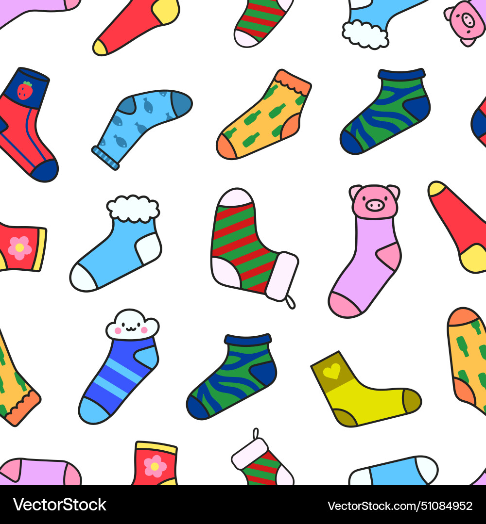 Variety socks seamless pattern Royalty Free Vector Image