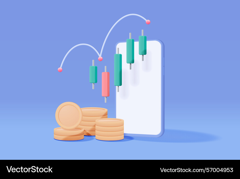 3d mobile phone funding business graph Royalty Free Vector