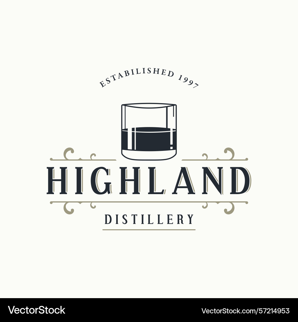 Bourbon whiskey logo design with luxury retro Vector Image