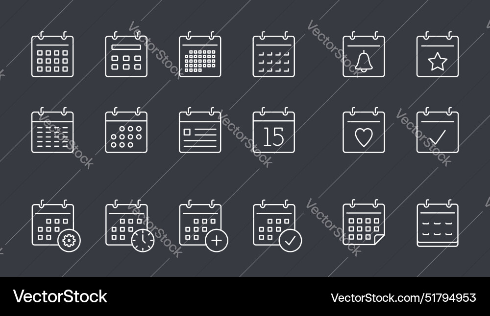 Calendar line icons Royalty Free Vector Image - VectorStock