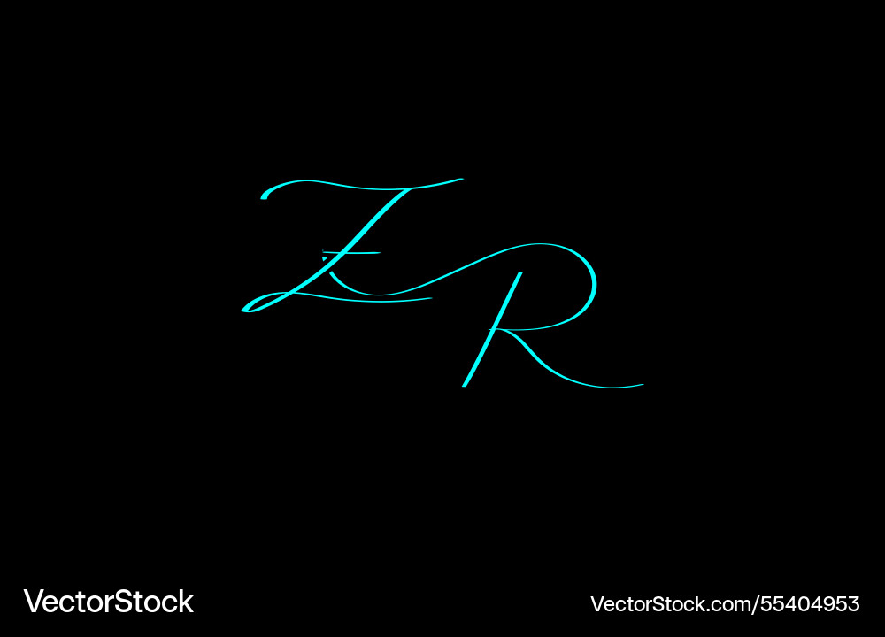 Elegant calligraphy of cursive zr logo Royalty Free Vector