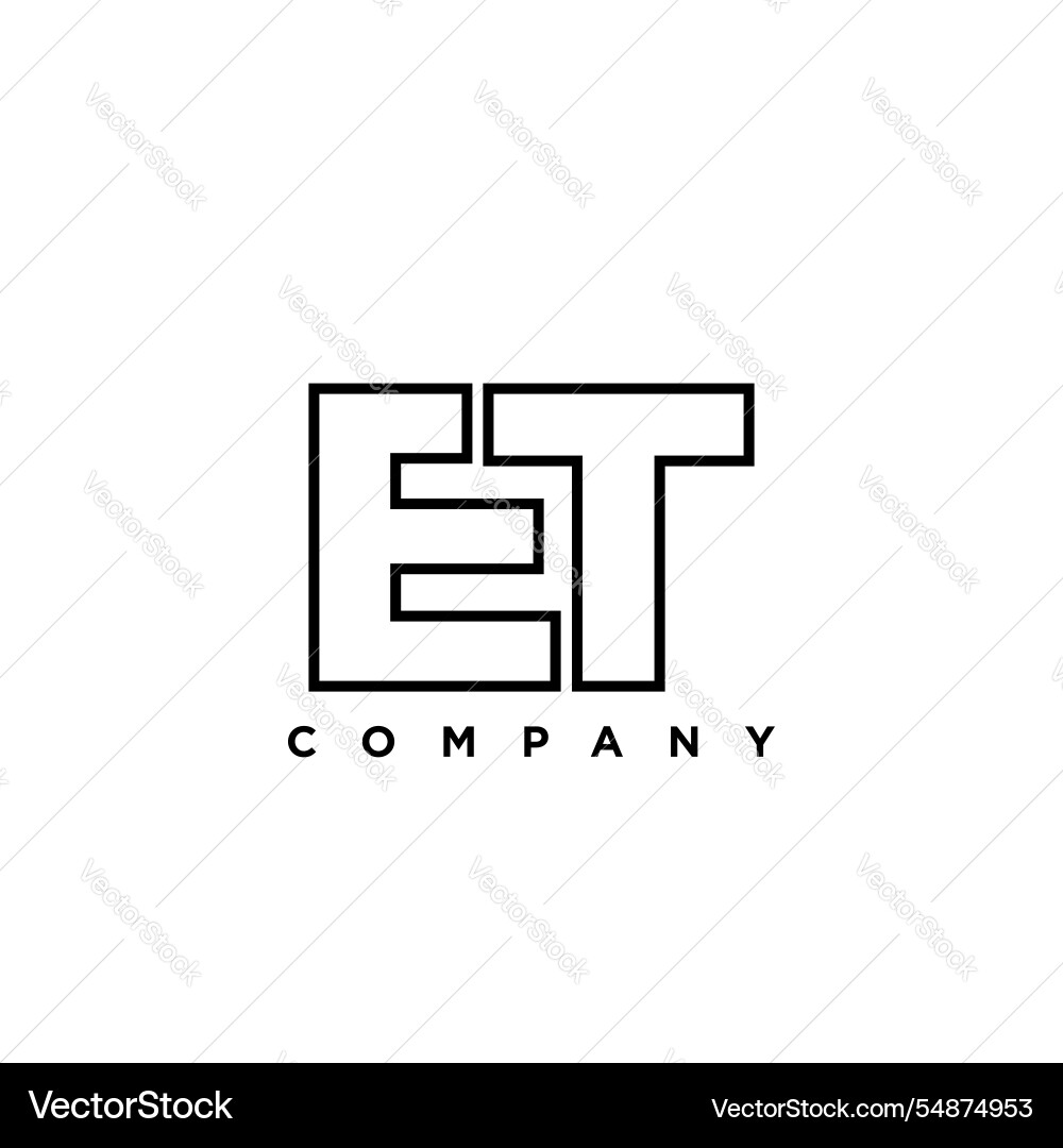 Letter e and t et logo design template minimal Vector Image