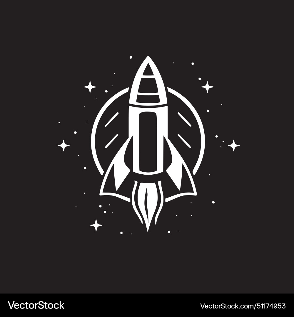 Rocket - black and white Royalty Free Vector Image