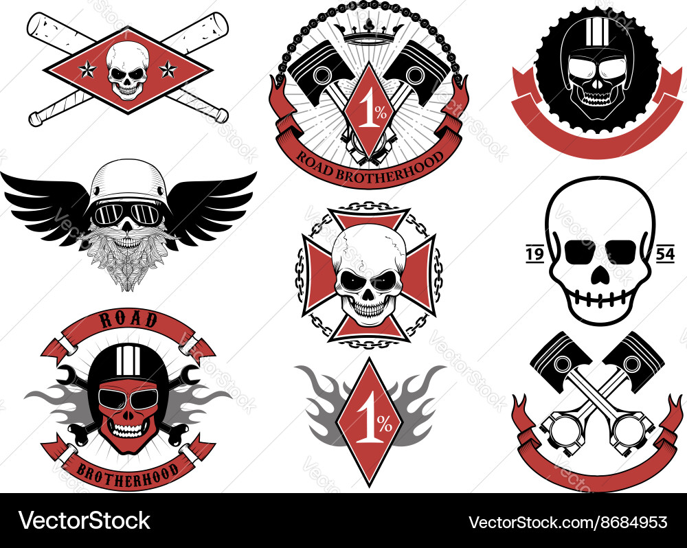 Set of biker badges and emblems Royalty Free Vector Image