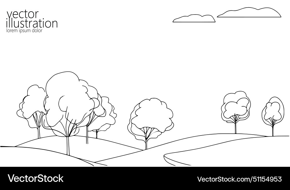 Single continuous line art tree park alley Vector Image