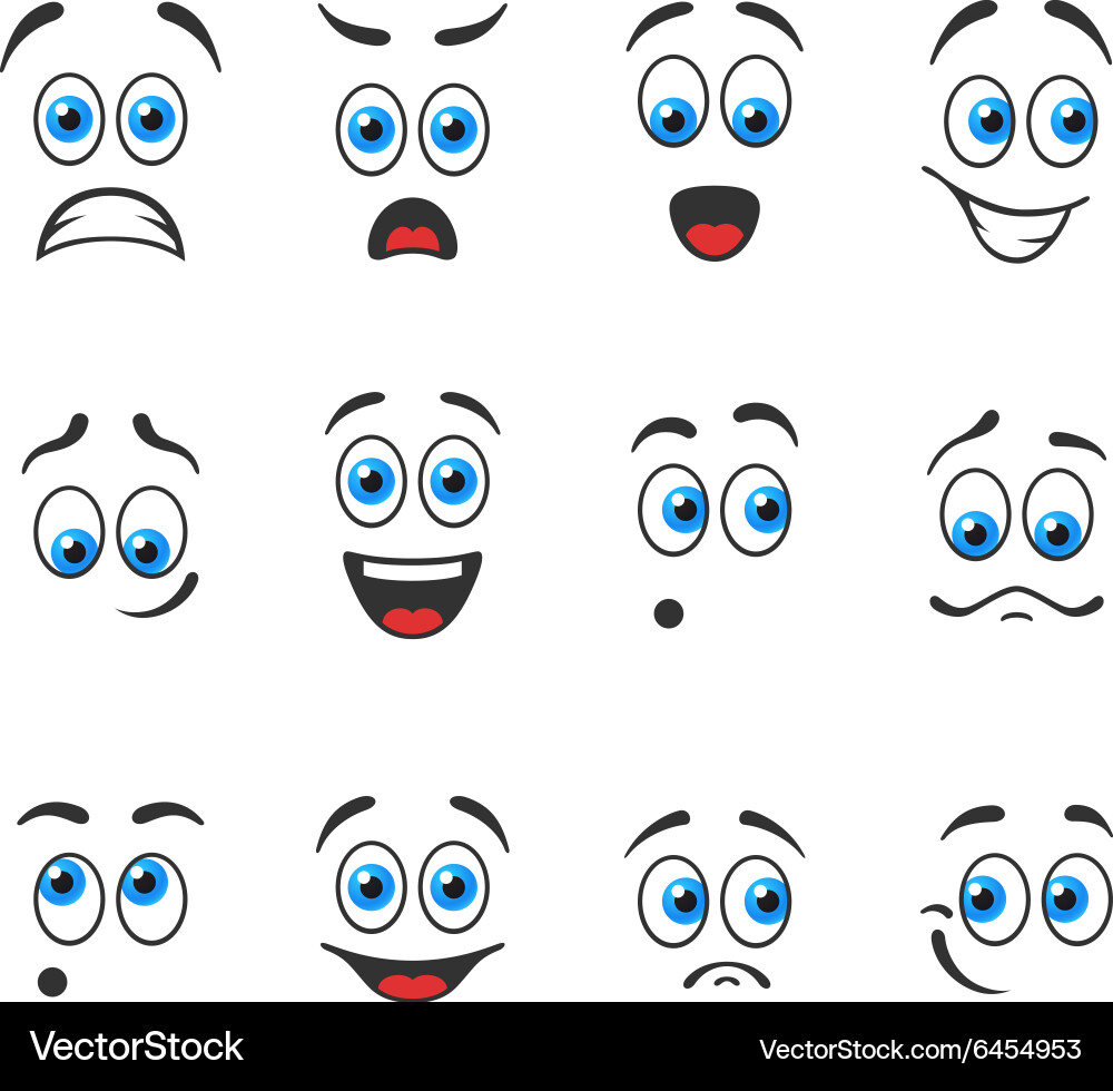 Smiling Faces with Blue Eyes Royalty Free Vector Image