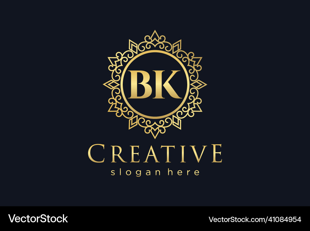 Bk initial letter luxury calligraphic feminine Vector Image
