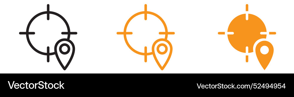 Crosshair location pin icon set precision Vector Image